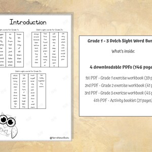 Grade 1 to 3, Dolch Sight Words Woorkbook Bundle for Primary School 4 ...