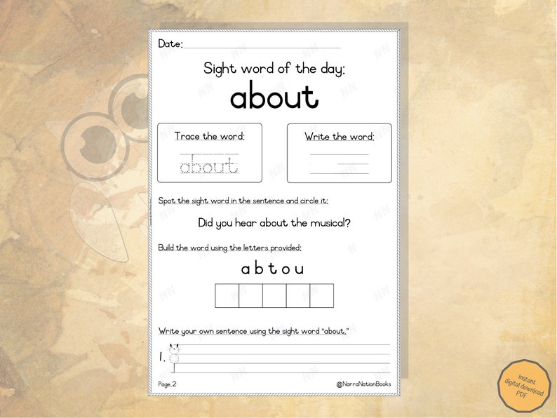 Dolch Sight Words Printable Worksheets for Grade 3 Learners With 7 ...