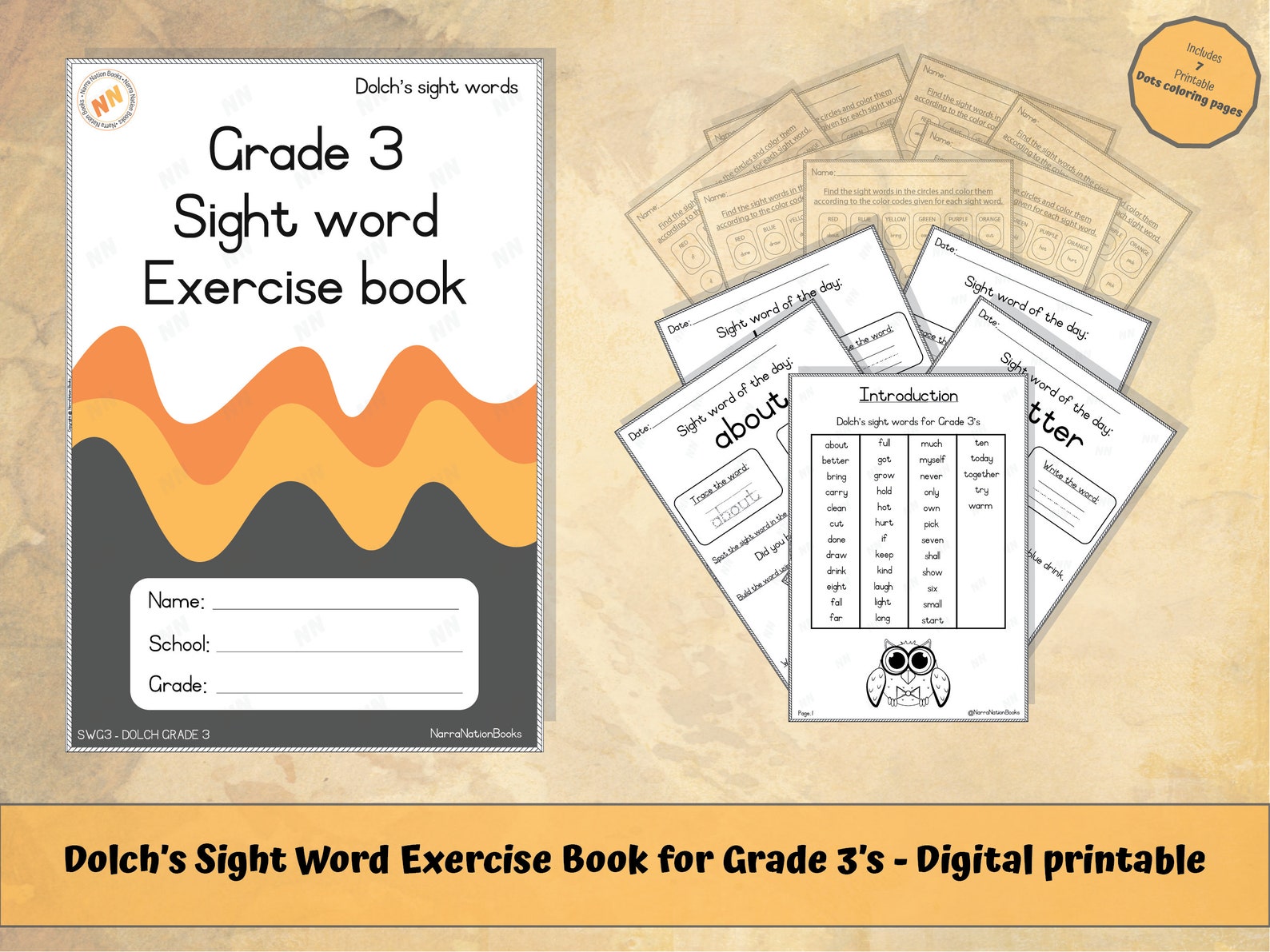 Dolch Sight Words Printable Worksheets for Grade 3 Learners - Etsy