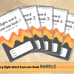 100 Fry Sight Words Exercise Worksheet Bundle - 5 Digital PDF ...
