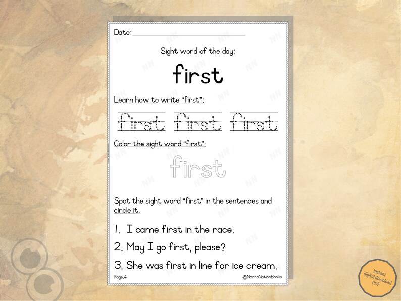 Fry's Sight Words Worksheet PDF for Ages 6-8 Tracing, Coloring ...