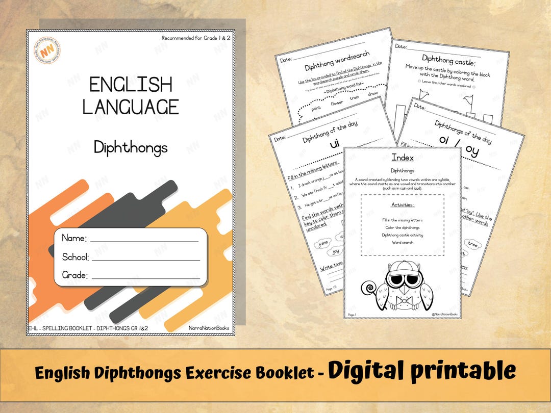 Diphthong PDF Worksheets Grade 1-2 | Fill Missing Letters, Color ...