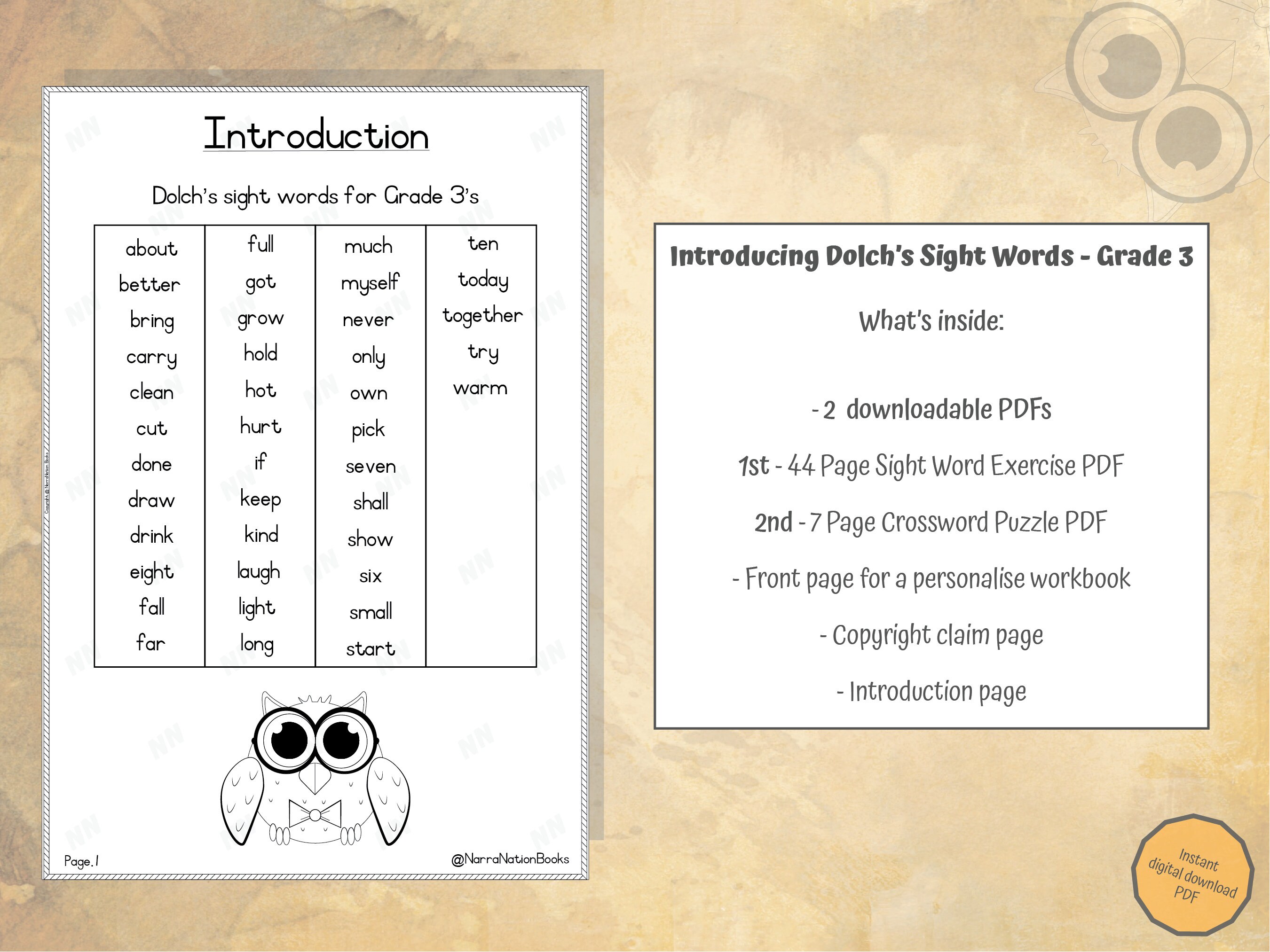 Dolch Sight Words Printable Worksheets for Grade 3 Learners With 7 ...