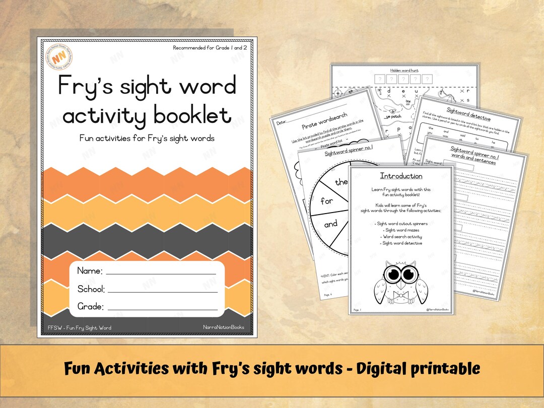 Fry Sight Words Printable PDF Grade 1–2 | Homeschool Literacy Activity ...