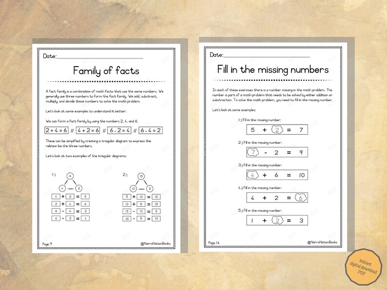Number Bonds Application Workbook 2 Digital PDF for 1st Grade and 2nd ...