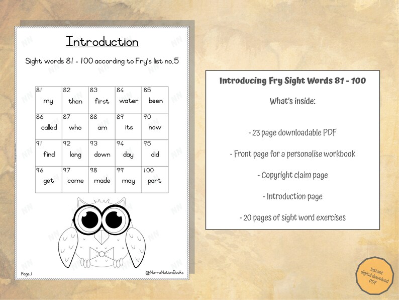 Fry's Sight Words Worksheet PDF for Ages 6-8 Tracing, Coloring ...