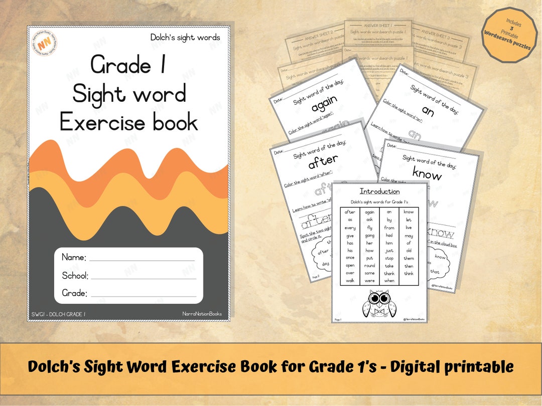 Dolch Sight Words Printable Worksheets for Grade 1 Learners With 3 ...