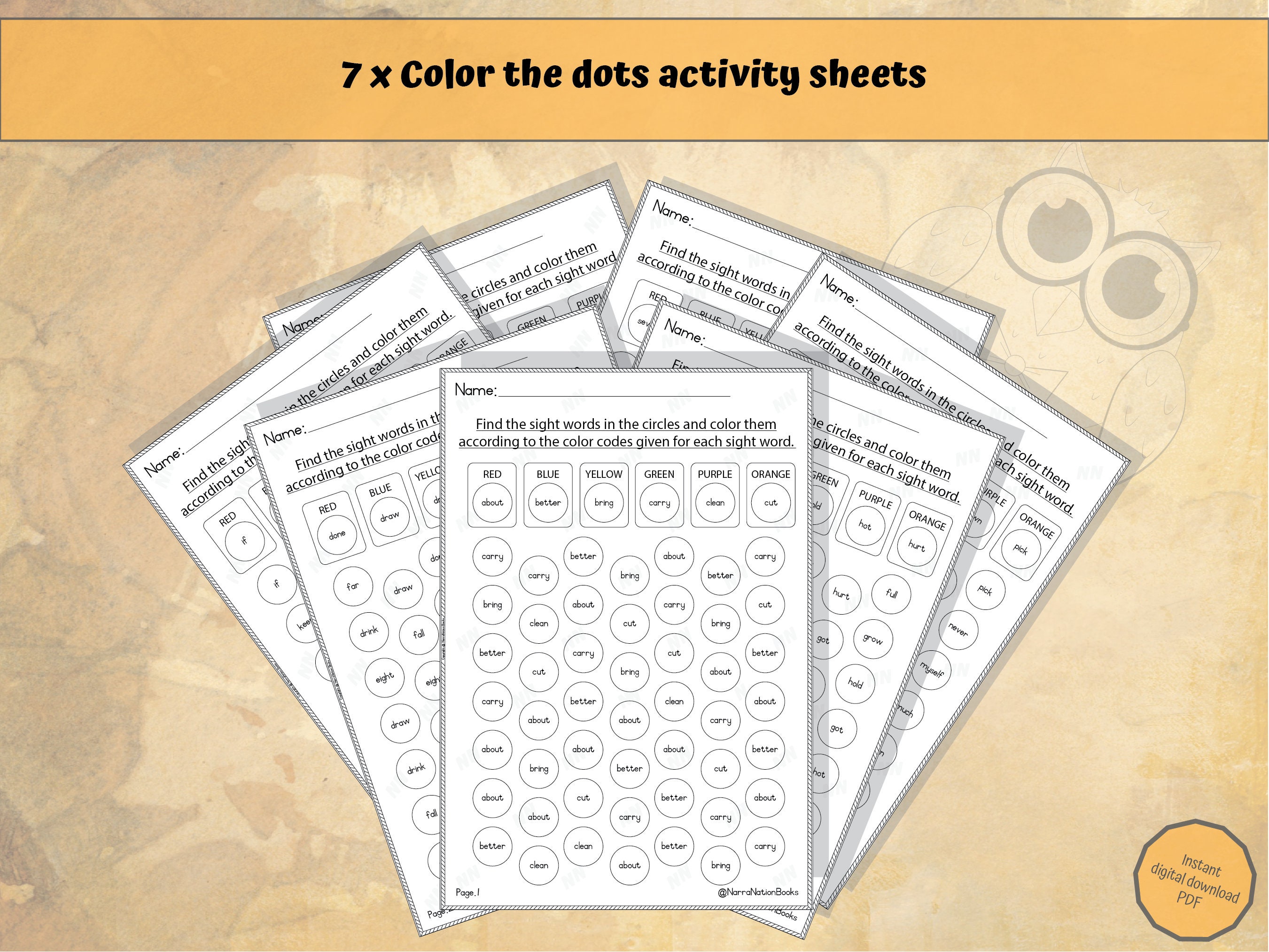 Dolch Sight Words Printable Worksheets for Grade 3 Learners With 7 ...