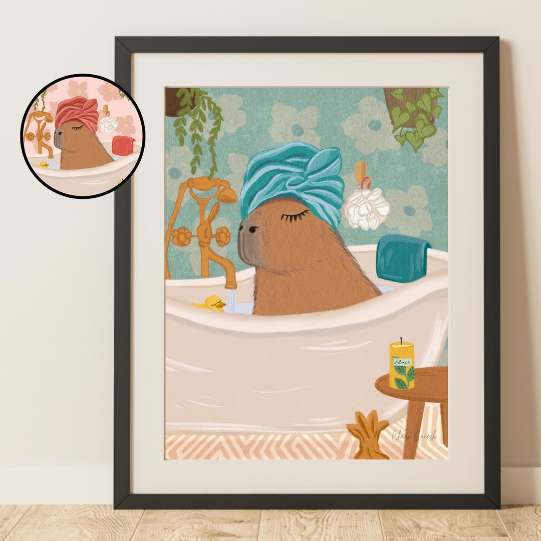 Spa Capybara Art Print - Etsy