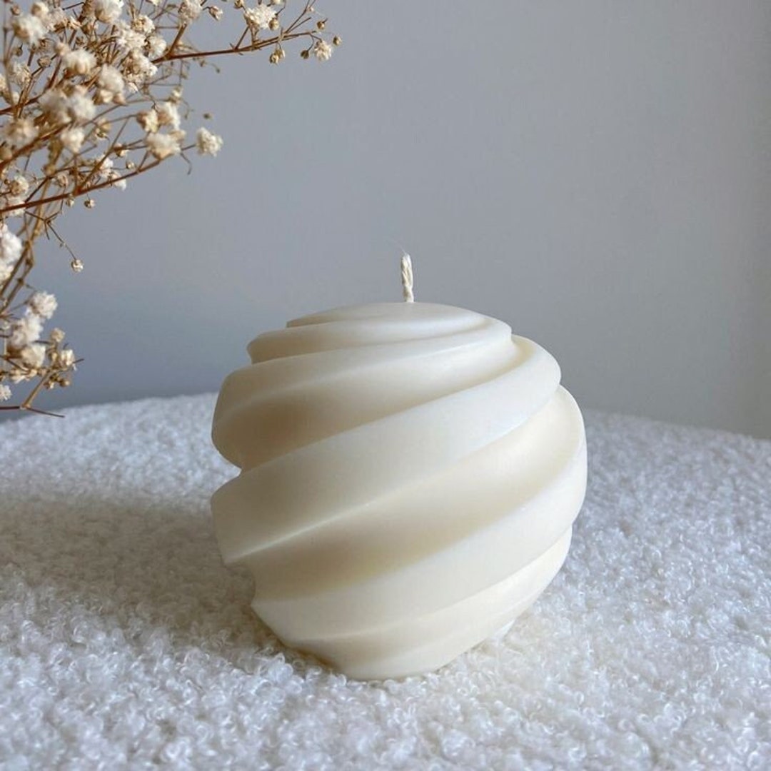 Lucerna Swirl Medium Ball Soy Wax Candle- Ribbed Medium Ball Candle ...