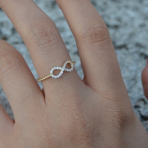 14k Solid Gold Premium Twined Infinity Ring Minimalist Ring Real Gold ...