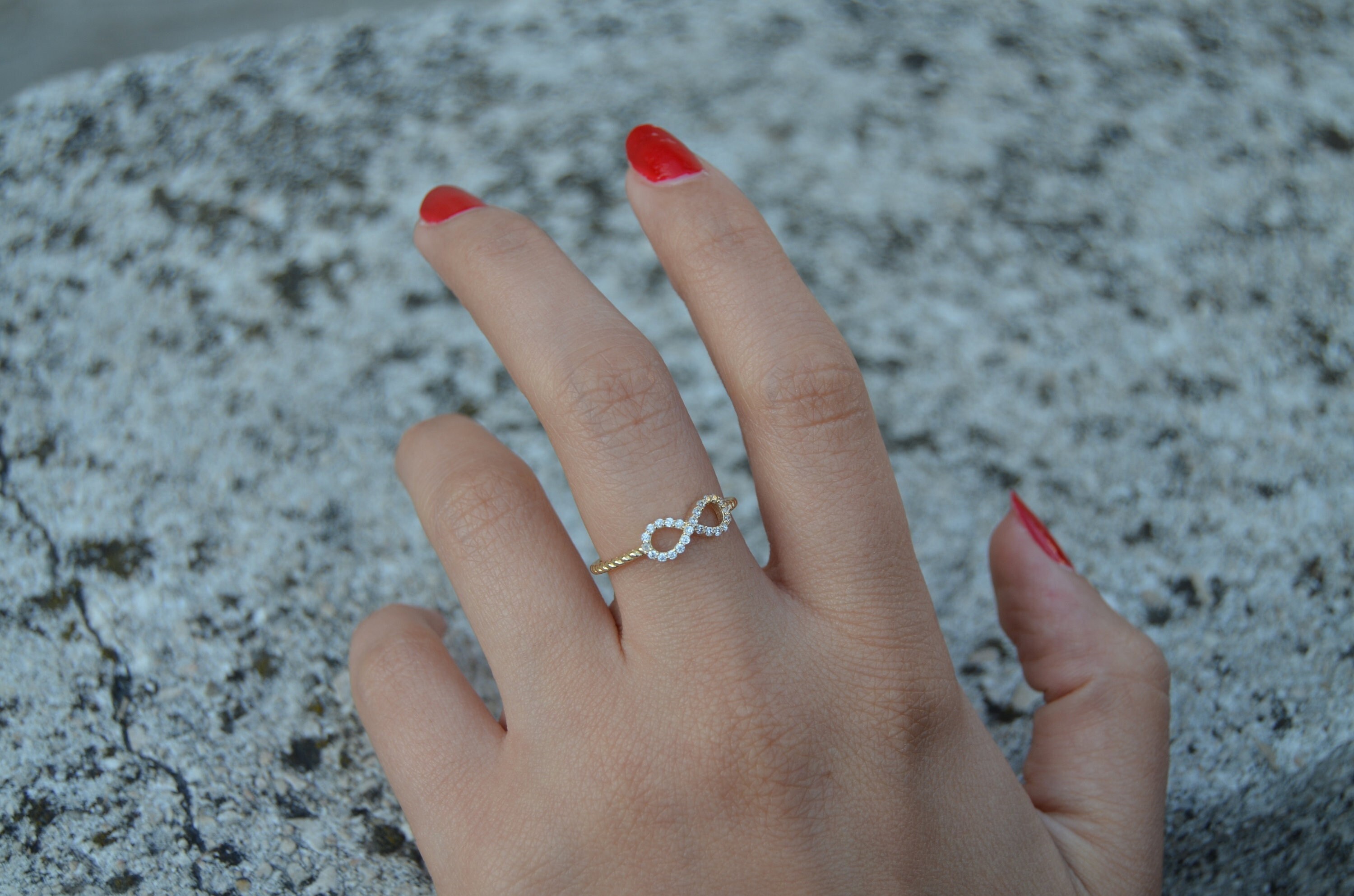 14k Solid Gold Premium Twined Infinity Ring Minimalist Ring Real Gold ...