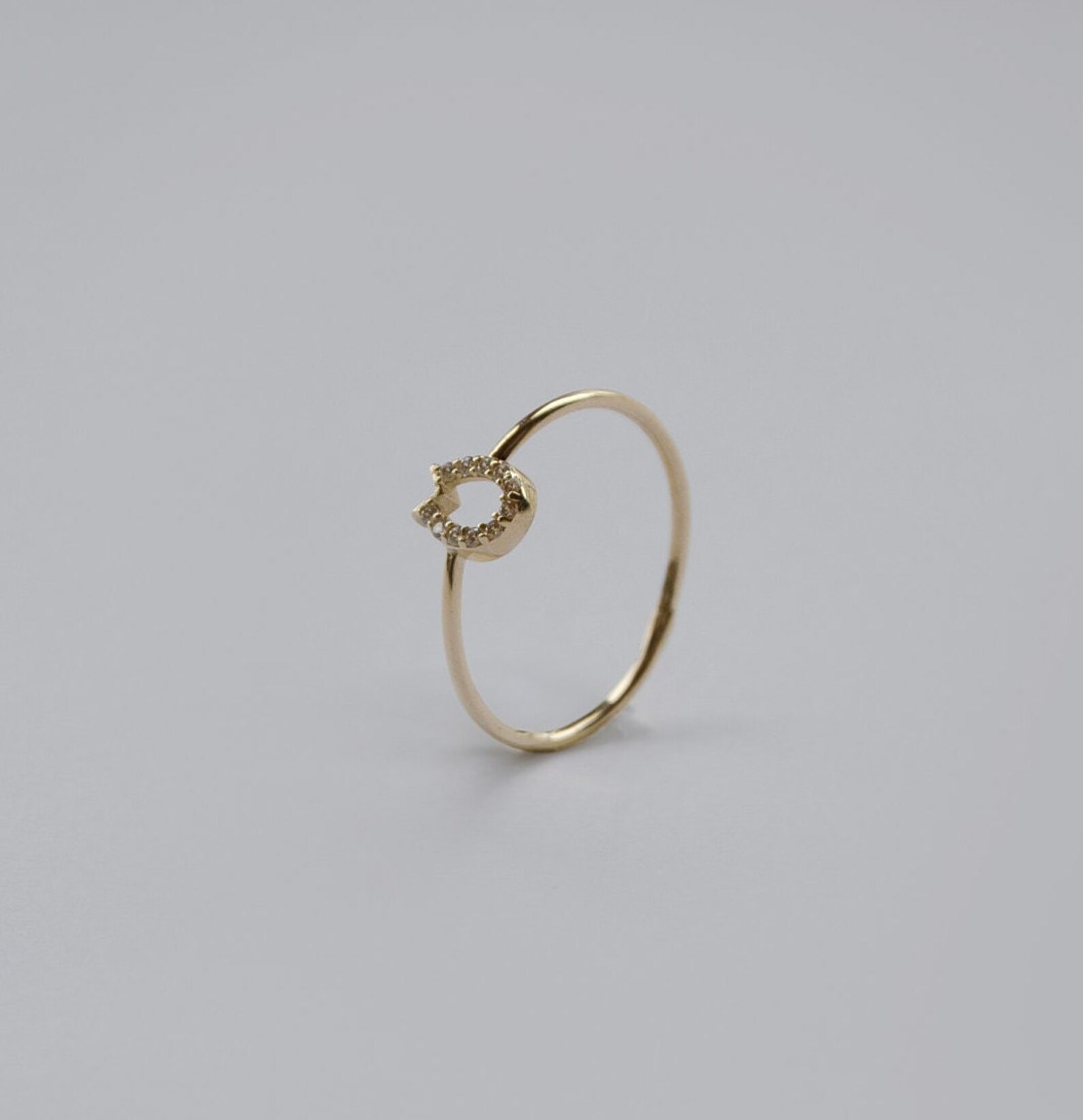 14k Solid Gold Premium Good Luck Ring Minimalist Ring Real Gold Dainty ...