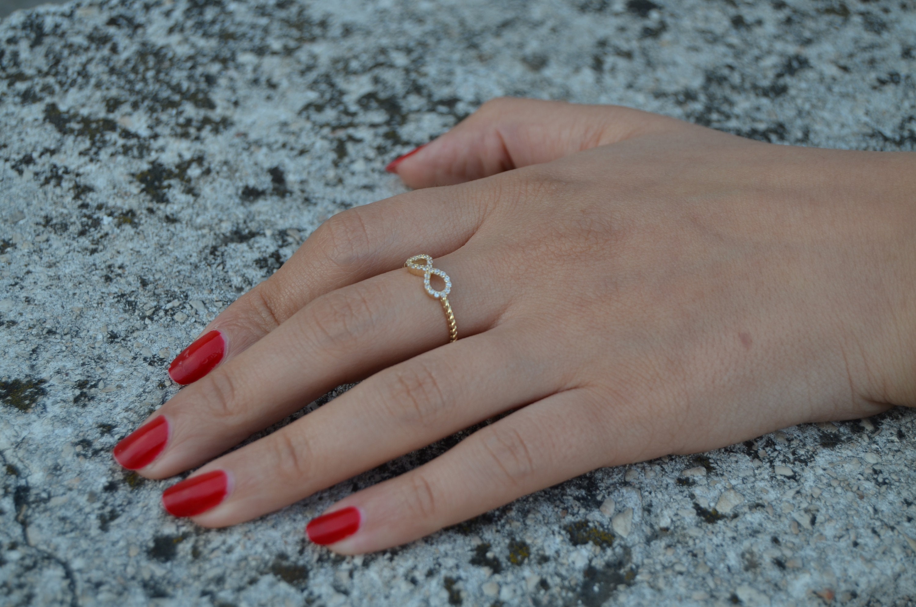 14k Solid Gold Premium Twined Infinity Ring Minimalist Ring Real Gold ...