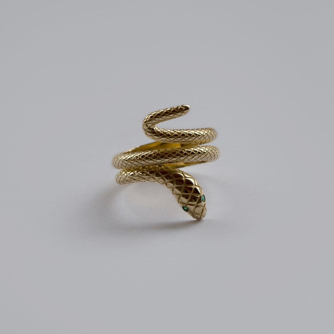 14k Solid Gold Bold Snake Ring Minimalist Ring Real Gold Iconic ...