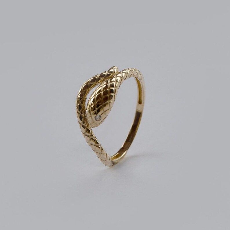 14k Solid Gold Snake Ring Minimalist Ring Real Gold Dainty - Etsy