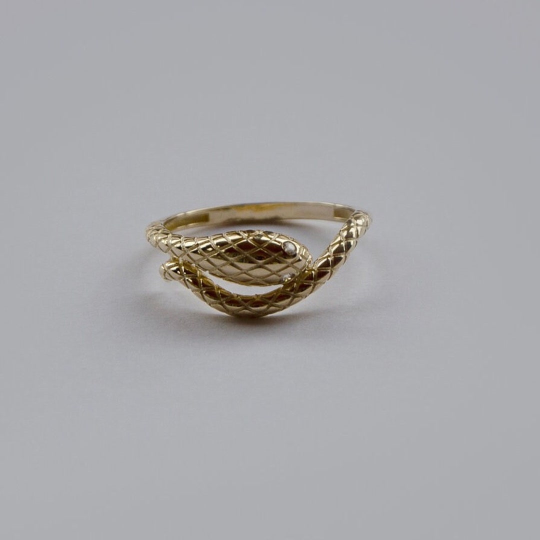 14k Solid Gold Snake Ring Minimalist Ring Real Gold Dainty Stacking ...