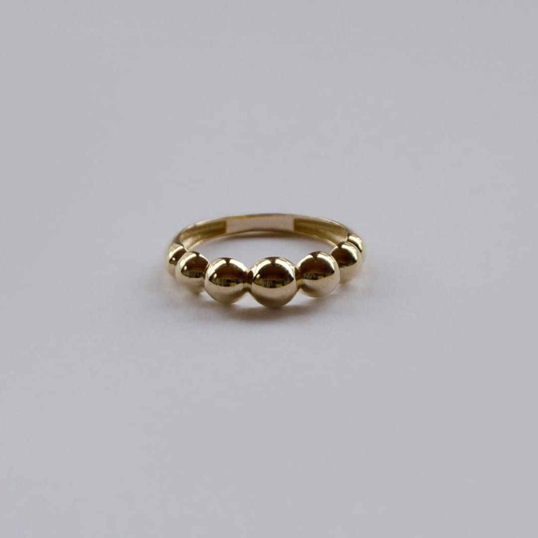14k Solid Gold Bubble Ring | Minimalist Ring Real Gold | Dainty Stacking Ring | Elegant ...