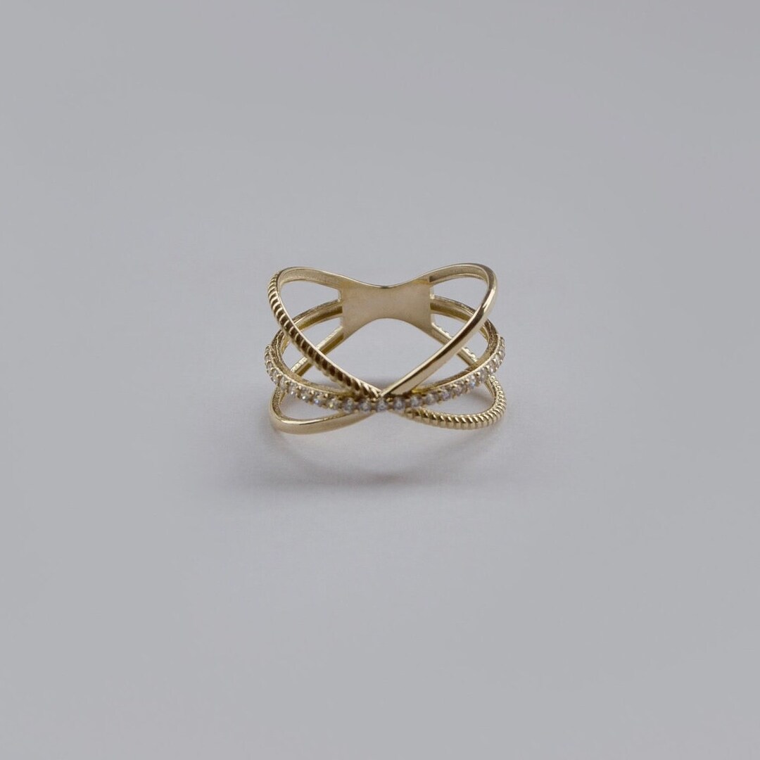 14k Solid Gold Atomic Ring | Minimalist Ring Real Gold | Dainty ...