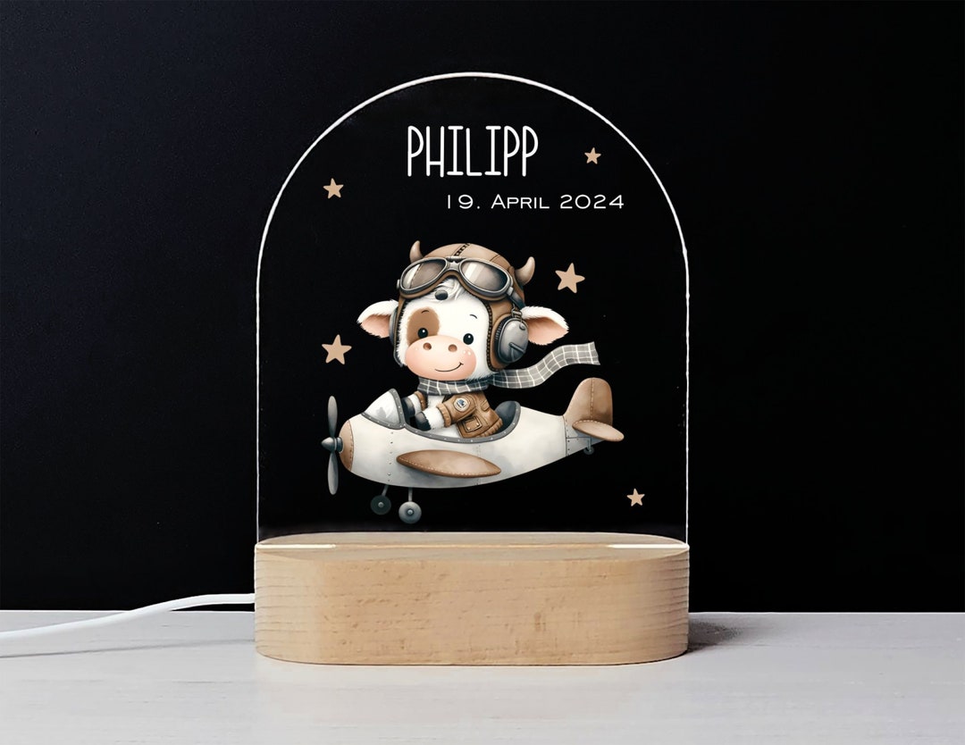 Personalized Night Light / Cow Aviator Night Light / Present for ...