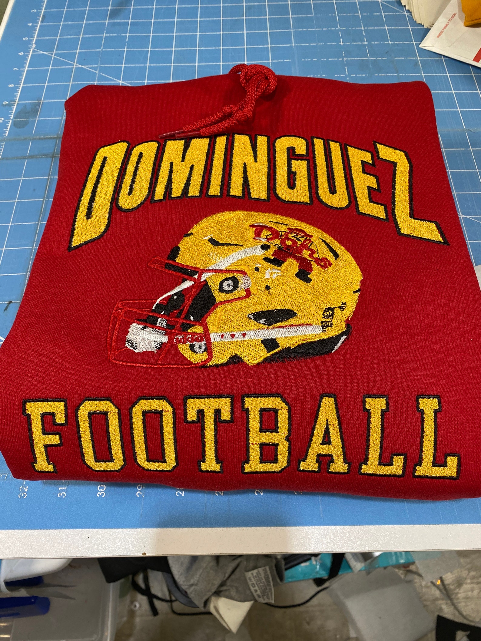 Embroidered Red High School Football Spirit Hoodie - Etsy
