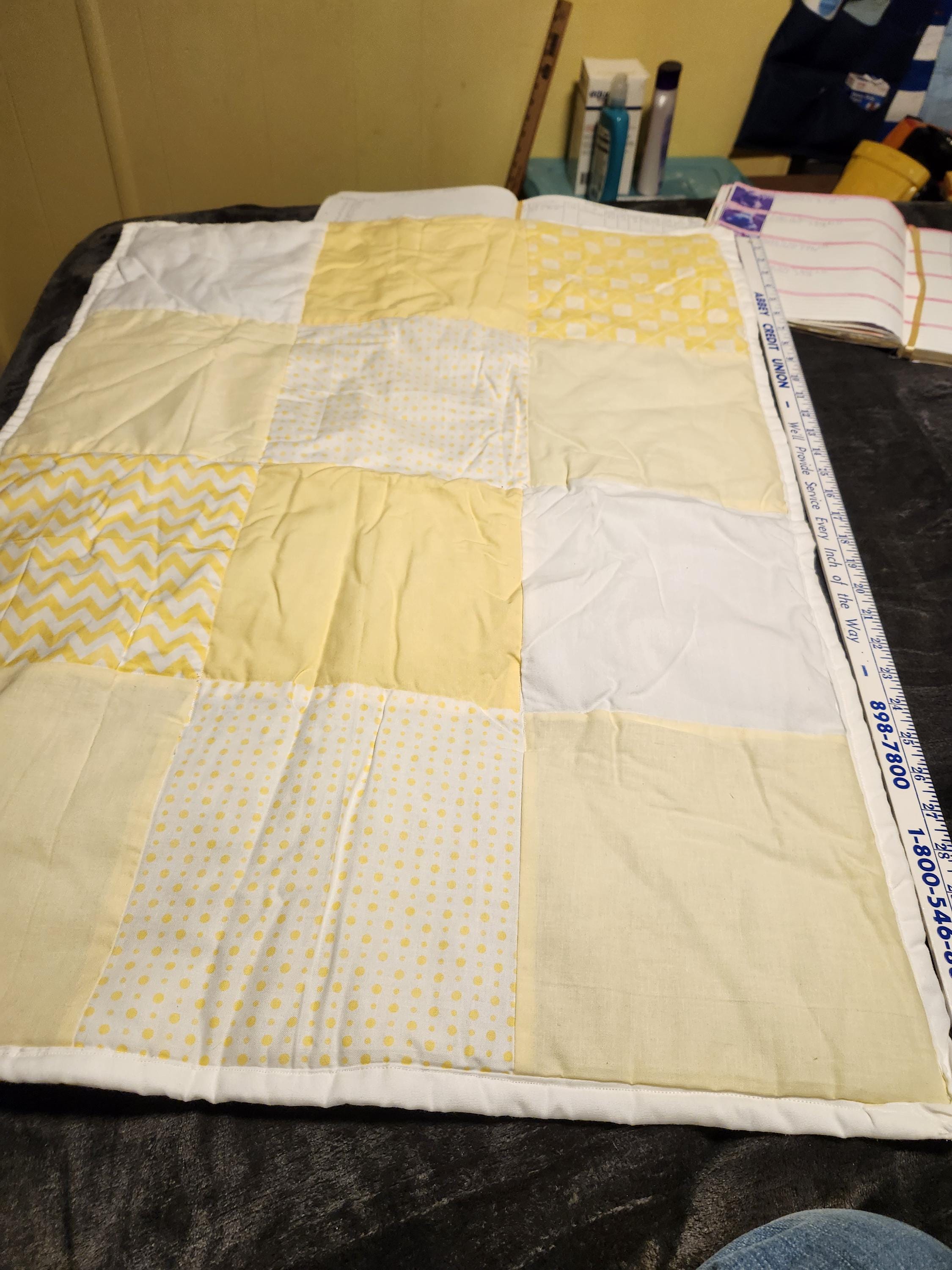 Home Made Yellow and White Baby Quilt - Etsy