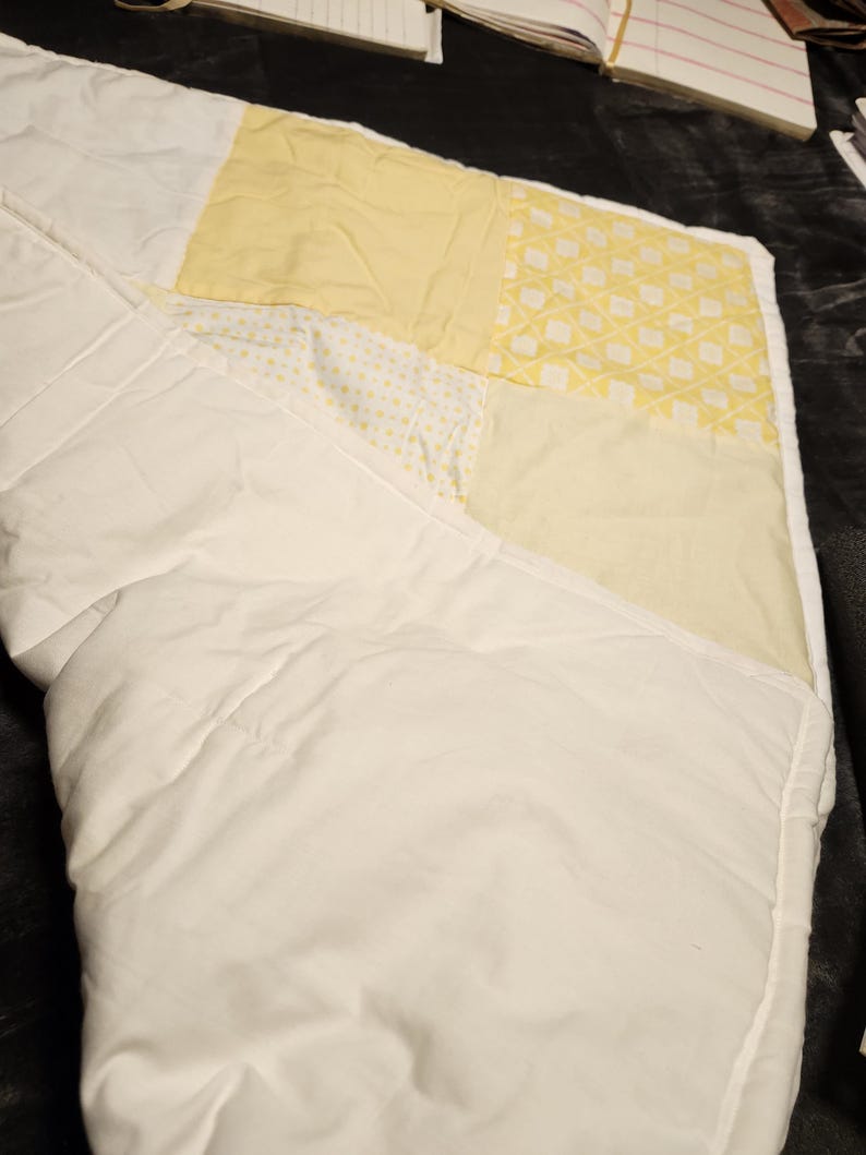 Home Made Yellow and White Baby Quilt - Etsy