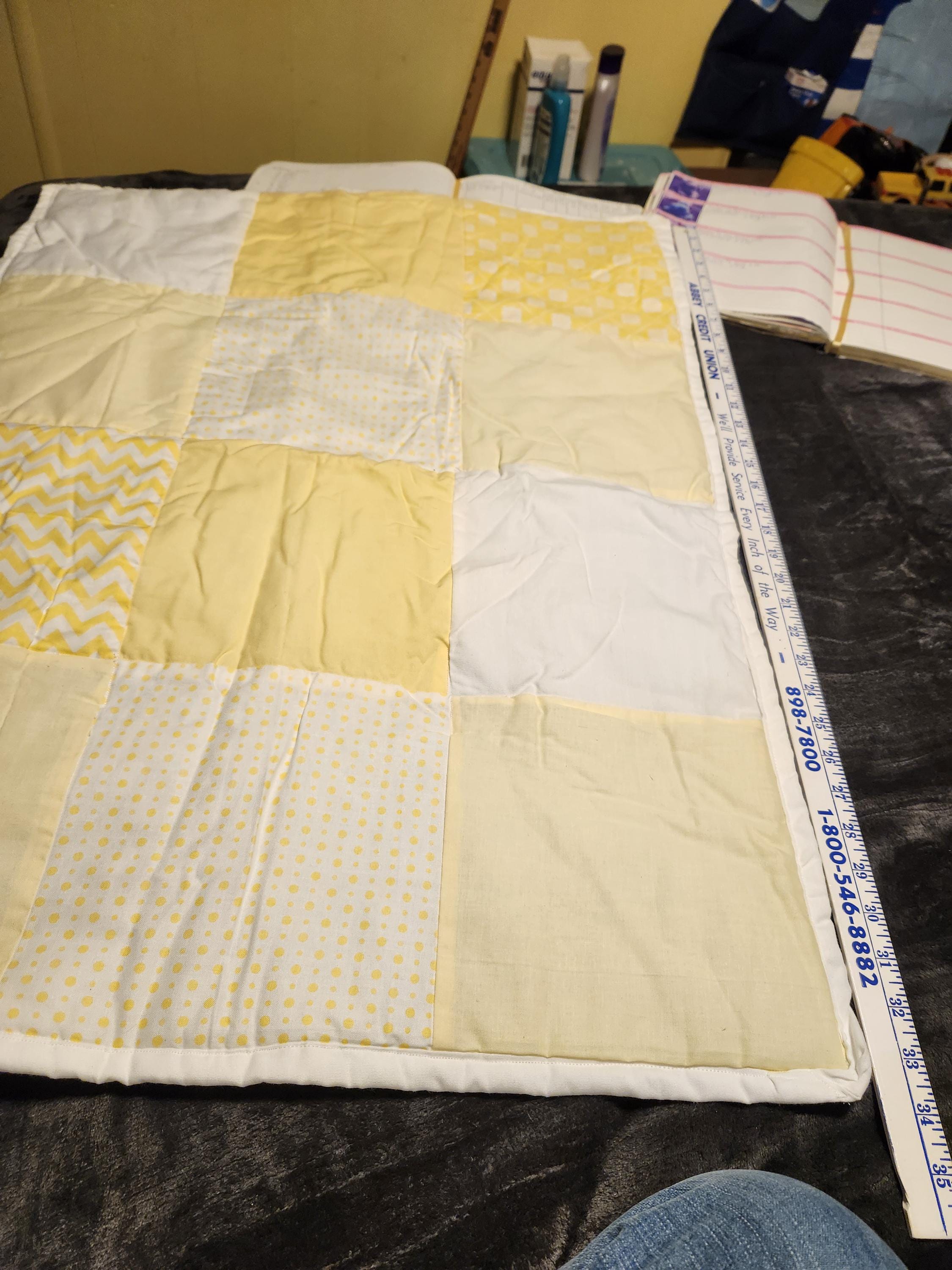 Home Made Yellow and White Baby Quilt - Etsy