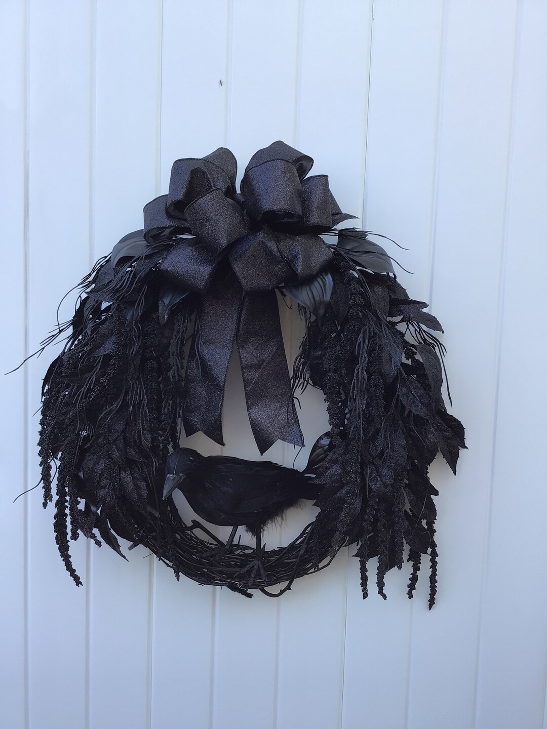 Black Crow Wreath Gothic Wreath Black Halloween Wreath - Etsy