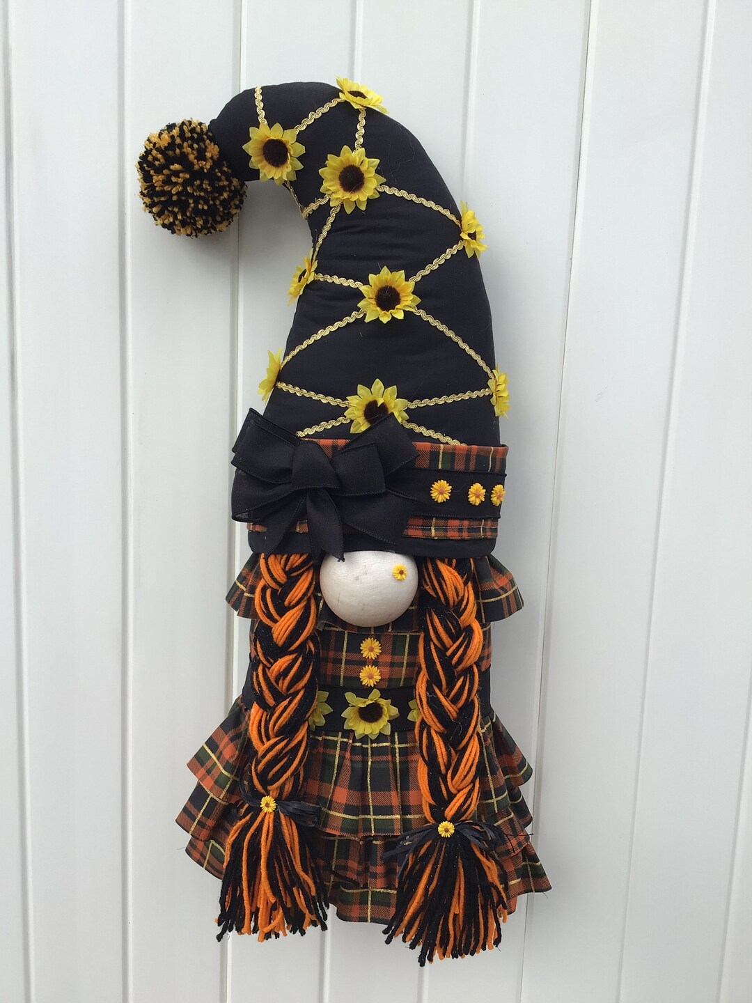 Fall Girl Gnome Wreath, Girl Gnome Wreath, Gnome Door Hanger, Front ...
