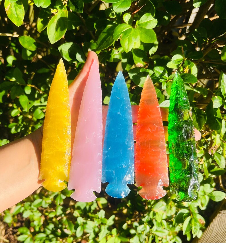 Large Coloured Obsidian Blue Obsidian, Crystal Arrowhead , Rose Quartz ...