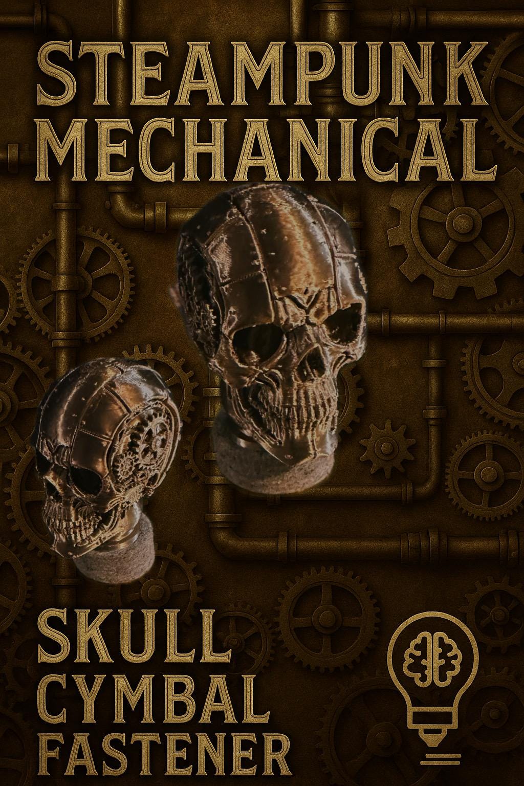 Steampunk Cymbal Toppers & Fasteners | Mechanical Skull Drum Kit ...