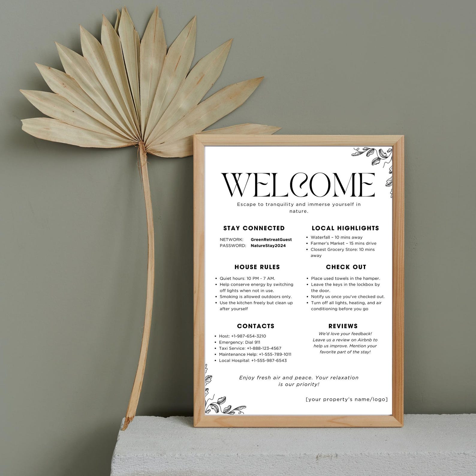 Airbnb Welcome Sign Template Printable Welcome Poster for Guests Rental ...