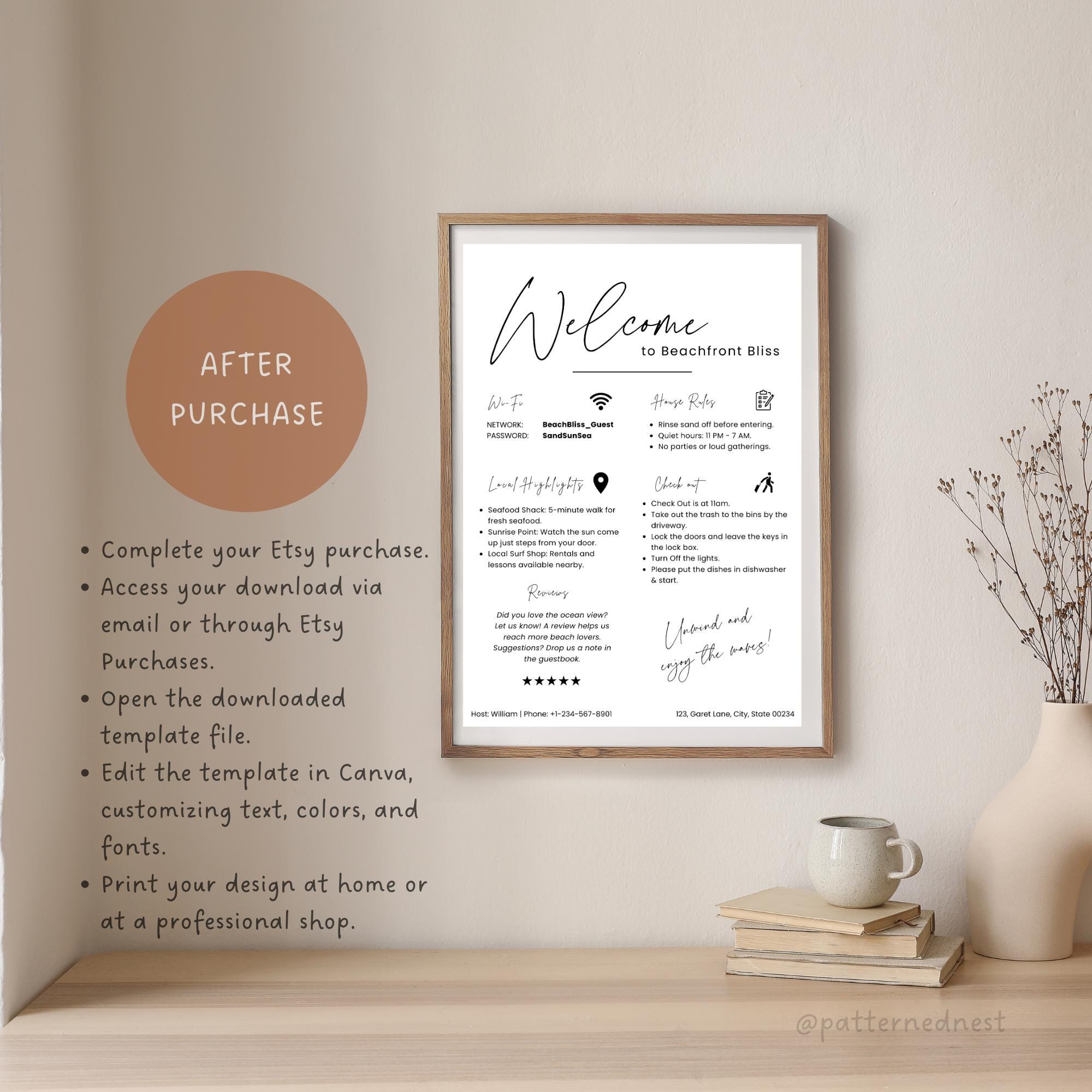 Printable Airbnb Welcome Sign for Rental Hosts, Airbnb Guest Arrival ...
