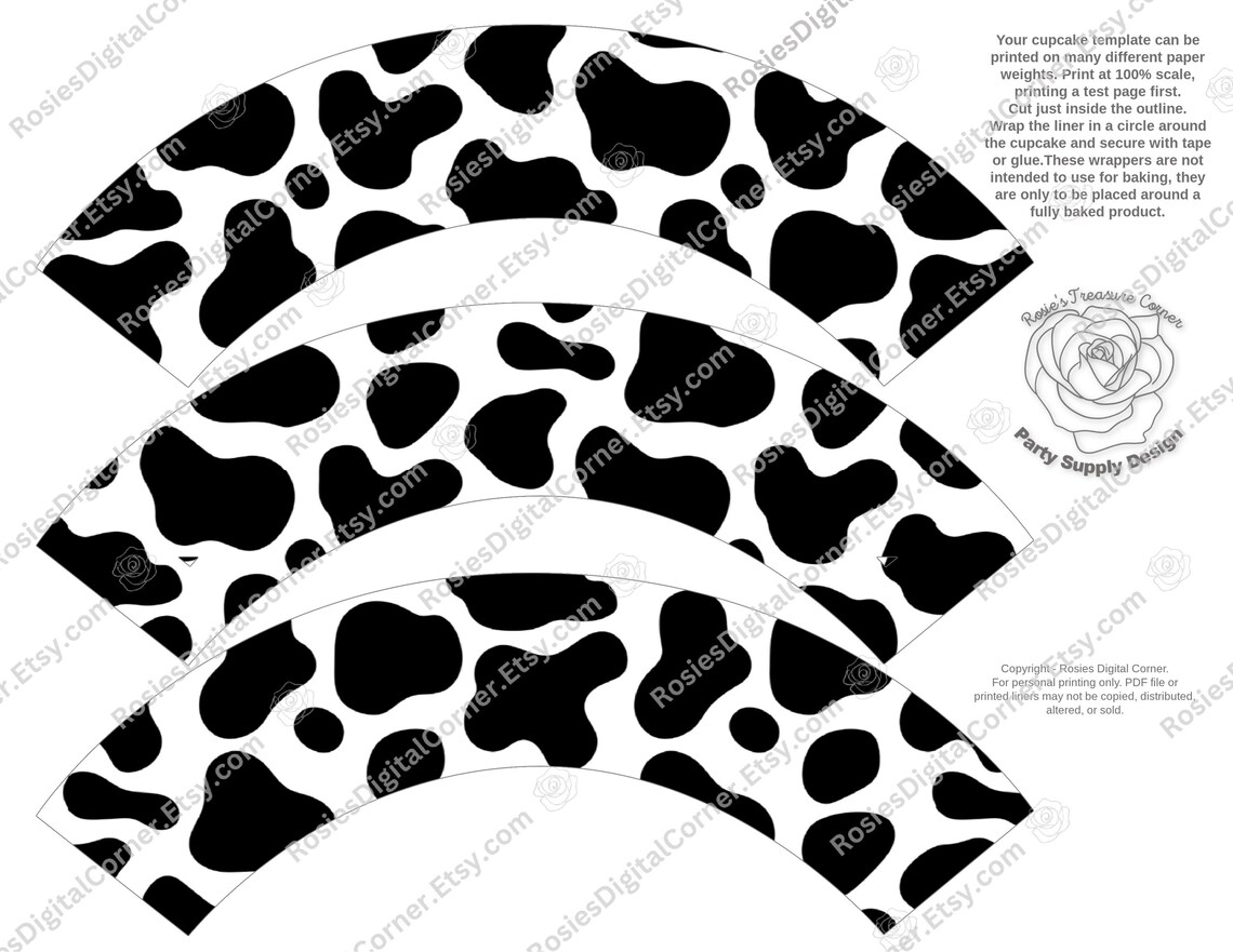 Cow Print Cupcake Wrappers - Printable for Birthday & Farm Party ...