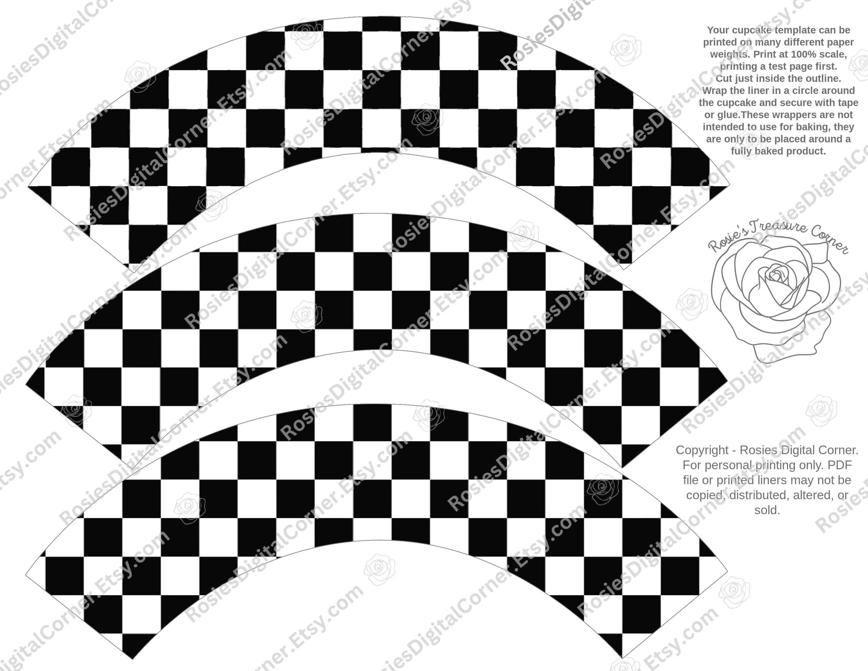 Checkered Flag | Race Theme | Printable Cupcake Wrappers | Birthday ...