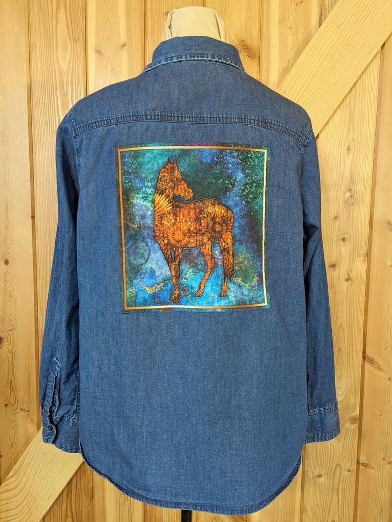 Western Denim Shirt, Custom Retro Chambray Shirt With Western Back ...