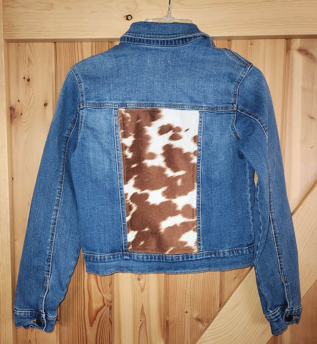 Cowgirl Western Rhinestone Denim Jacket, Denim and Cowhide Coat ...