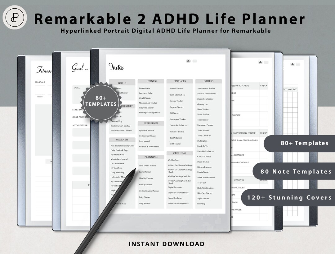Remarkable 2 ADHD Life Planner | Remarkable 2 Digital Life Planner - Etsy