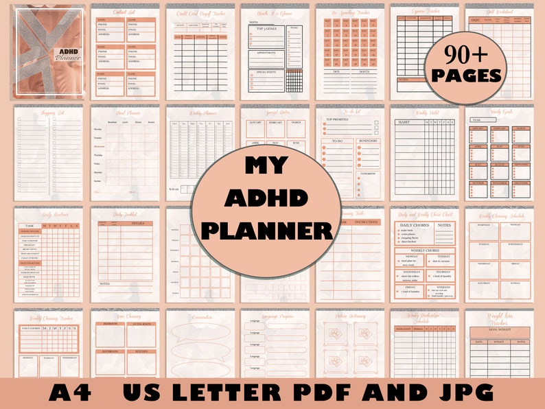 Adhd Planner, Adhd Planner Adult, Adhd Digital Planner, Academic ...