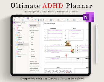 ONENOTE Adhd Planner Onenote Adhd Planner Digital Adhd Planner for ...
