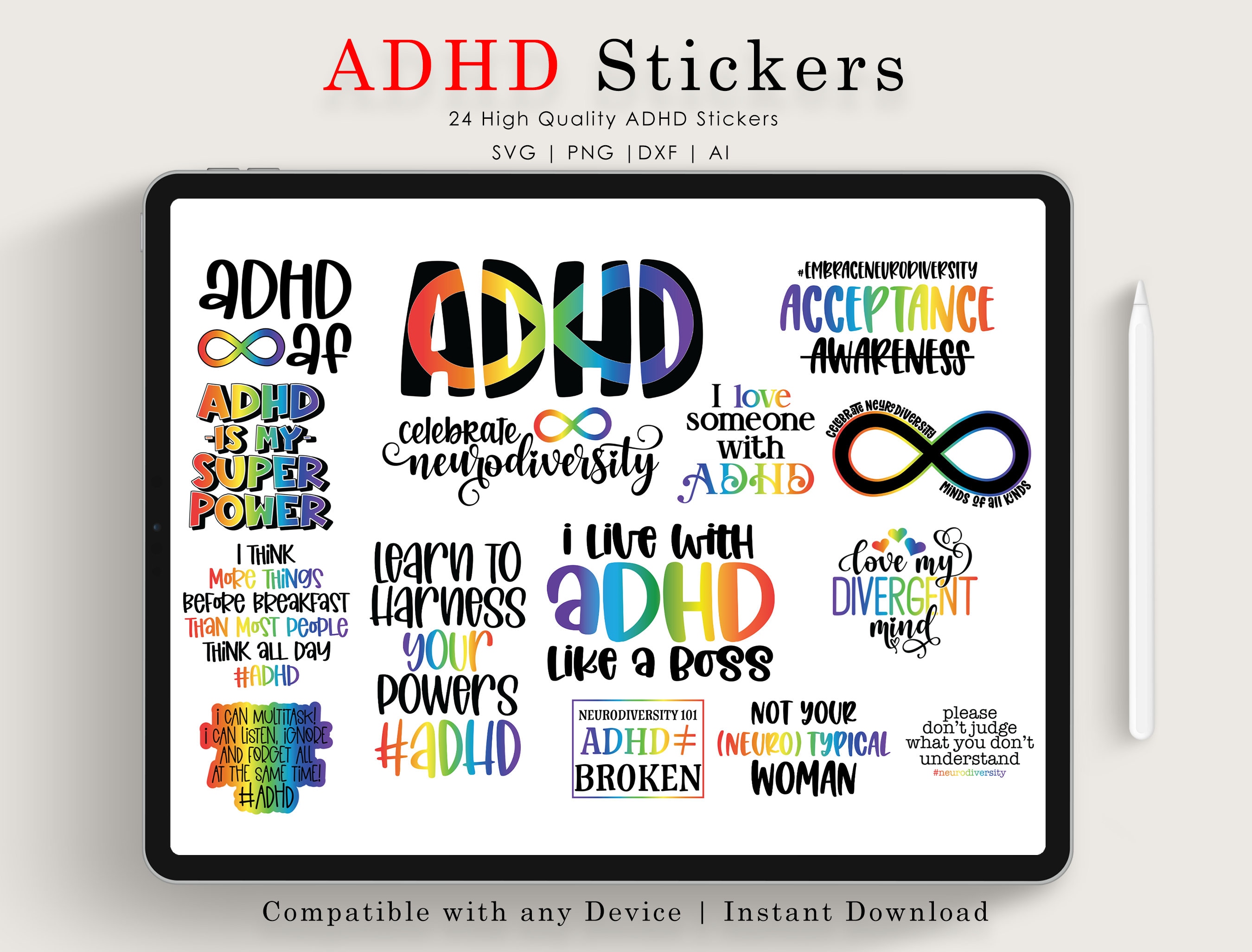 Adhd Sticker,adhd Svg,adhd Planner,adhd Bundle,adhd Digital Planner ...