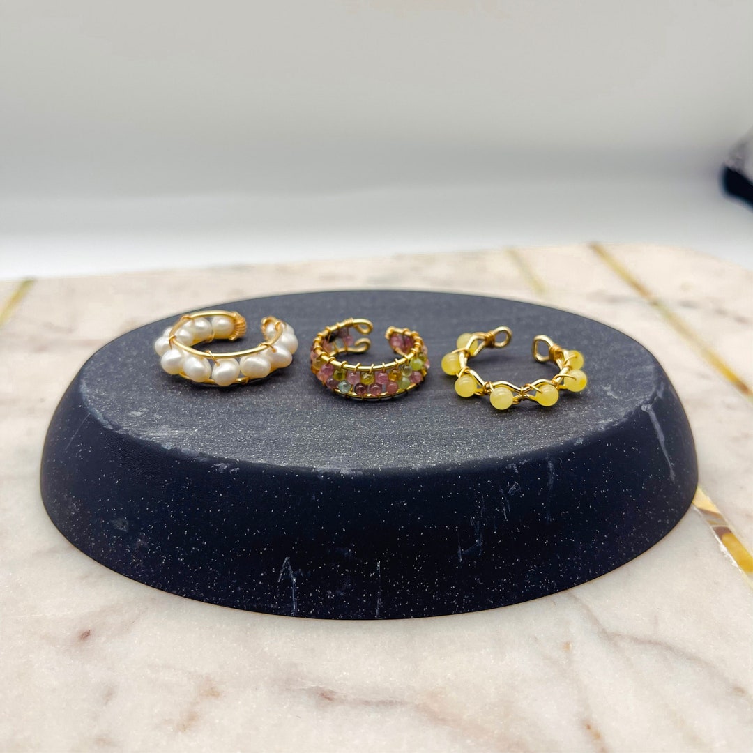 Worry Fidget Anxiety Beaded 14k Gold Plated Ring Women Fresh Water ...