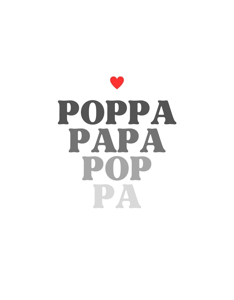Poppa, Papa, Pop, Pa With Red Heart SVG, JPG, PNG and More - Etsy