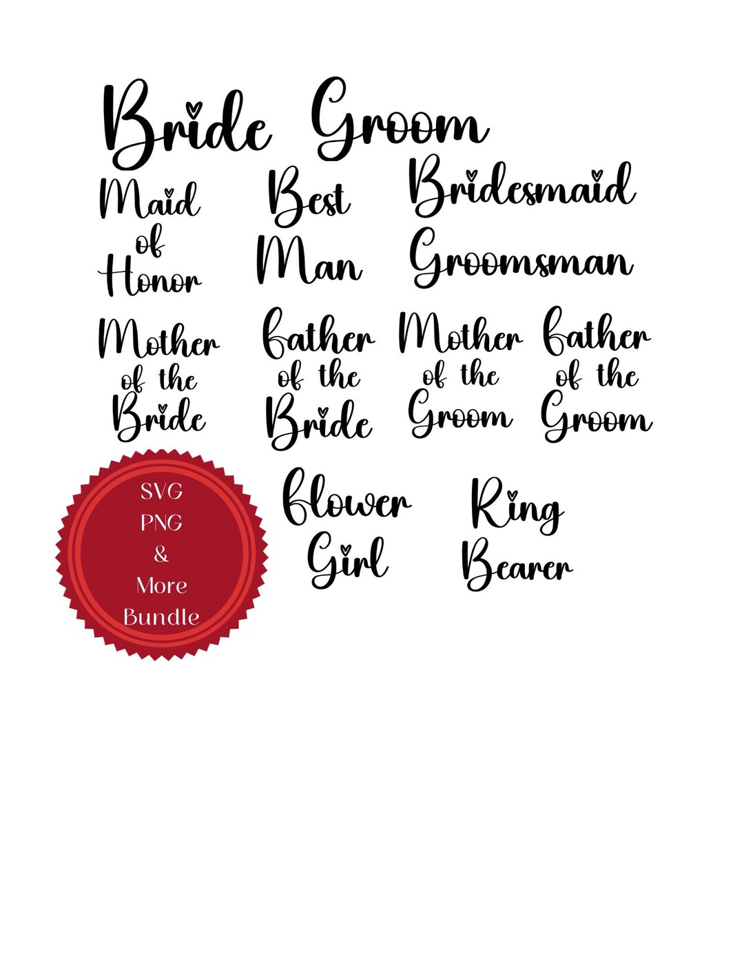 Bridal Party SVG Bundle, Wedding Titles (digital Download) - Etsy