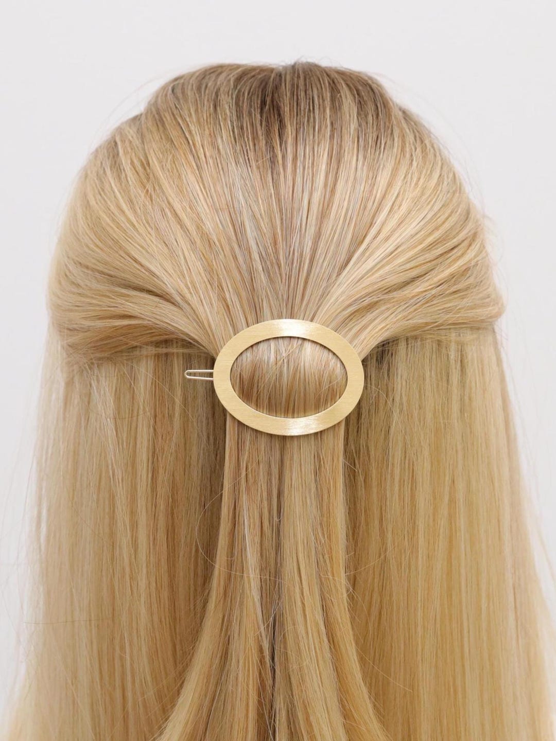 Oval Gold Barrette Thin Hair Clip Minimalist Barrettes Gift for Women ...