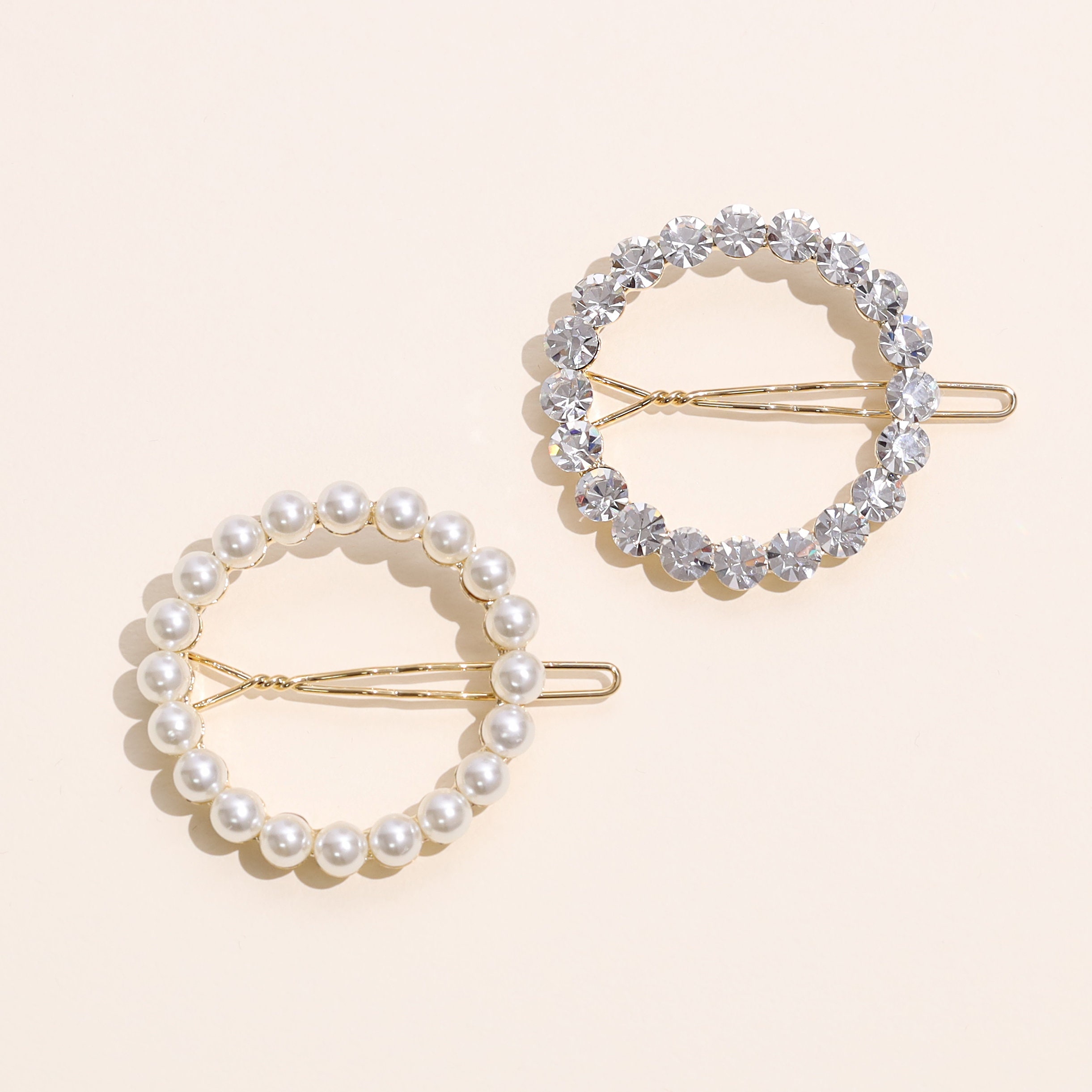 Round Crystal Barrette, Circle Hair Clip, Rhinestone Hair Barrette ...