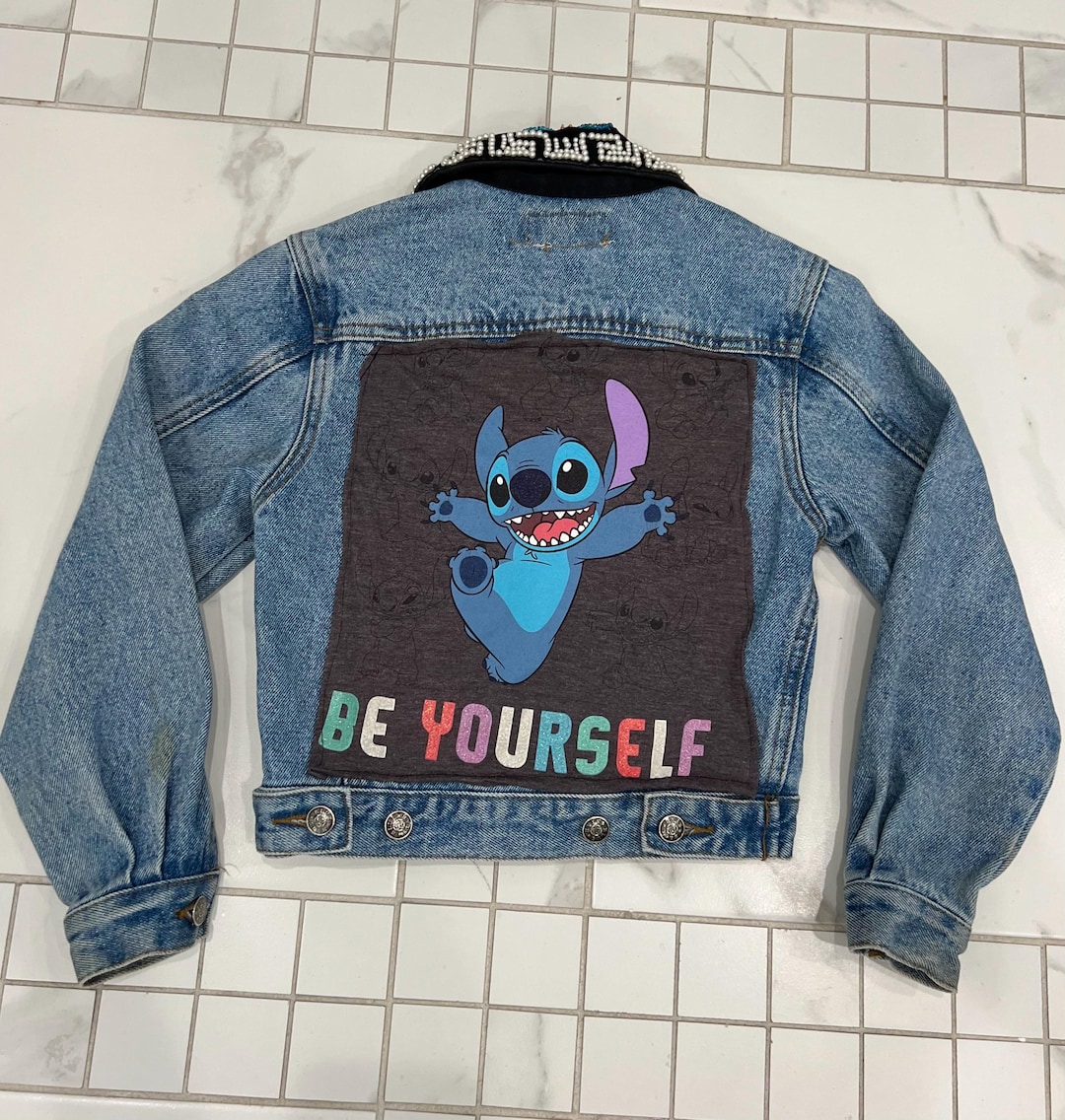 Upcycled Kids Denim Jacket – Stitch “be Yourself” Design – Hand-beaded ...