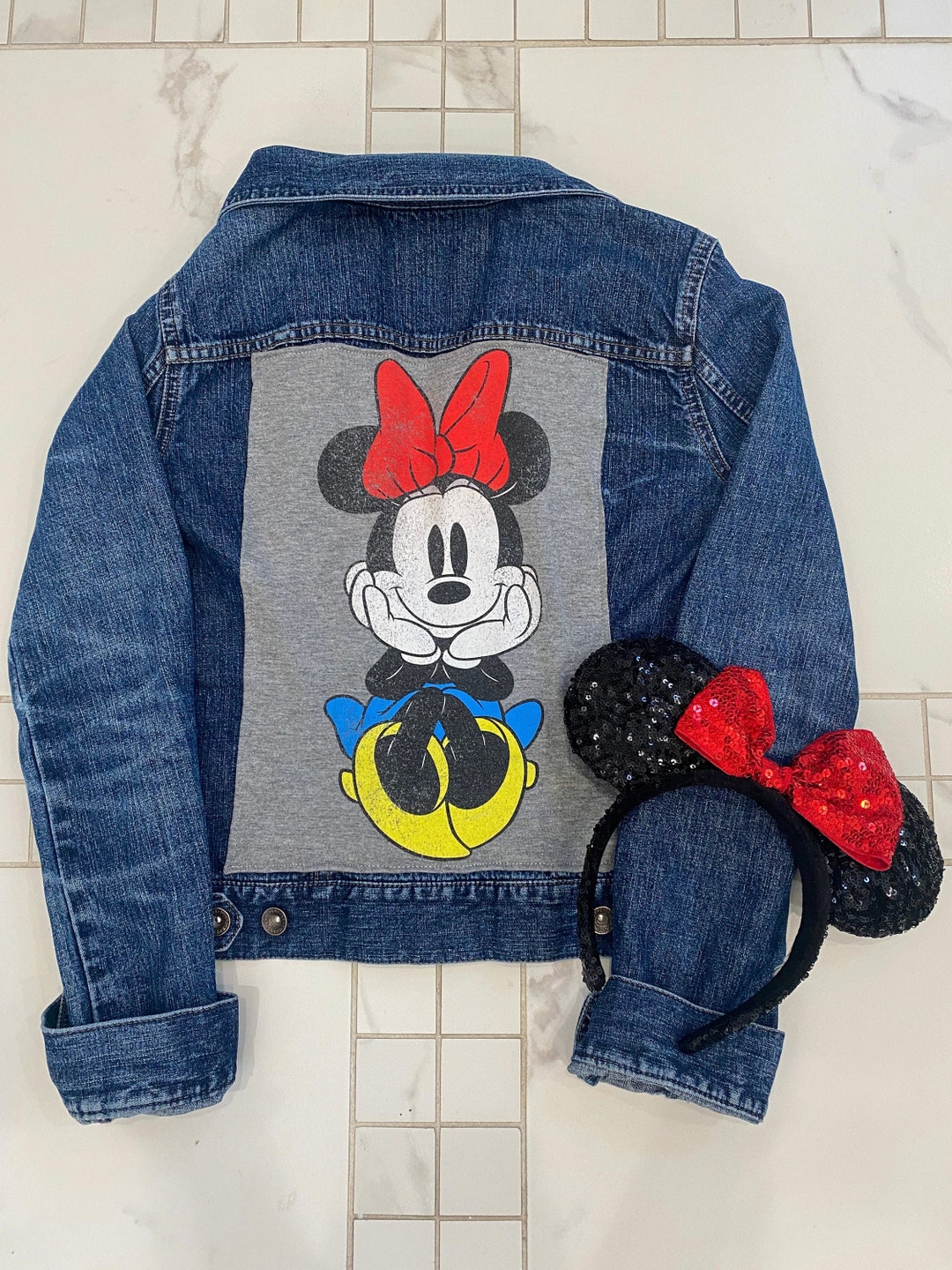 Minnie Mouse Denim Jacket, Disney Denim Jacket, Disney Jacket, Minnie ...