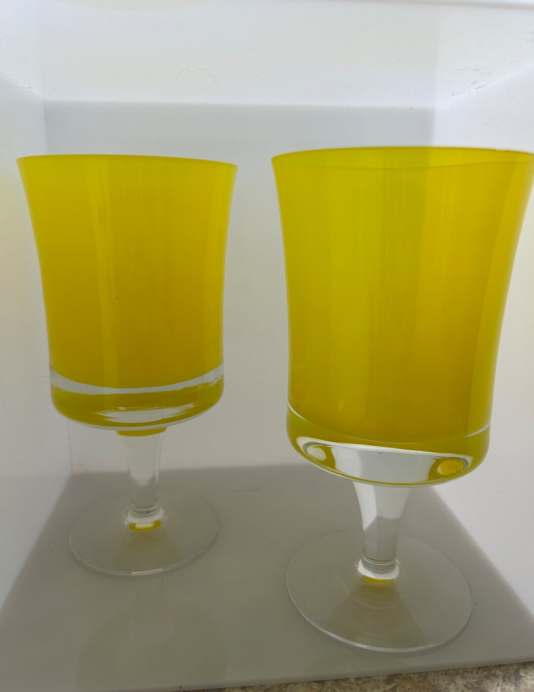Vintage Denby Mirage Yellow Blown Glass Wine Goblets Set of Two - Etsy